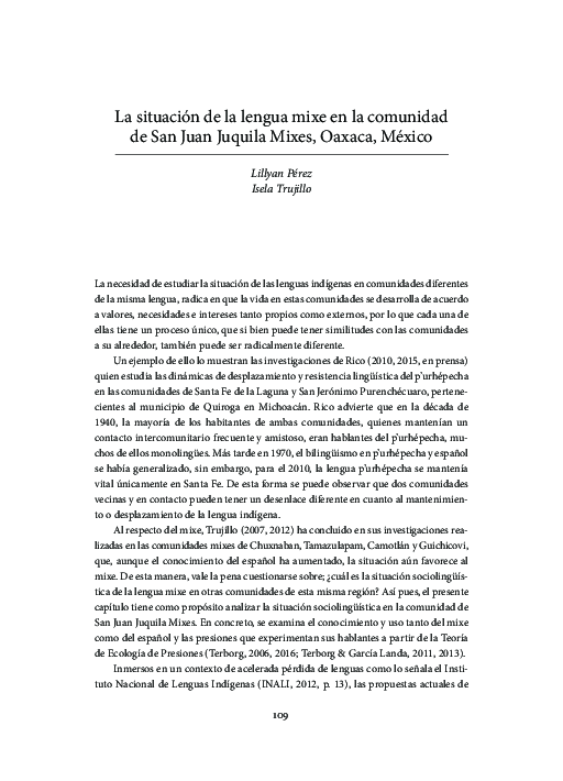 (PDF) La situacion de la lengua mixe en la comunidad de San Juan ...