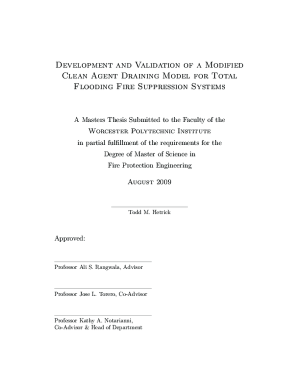 (PDF) Development and Validation of a Modified Clean Agent Draining Model for Total Flooding ...