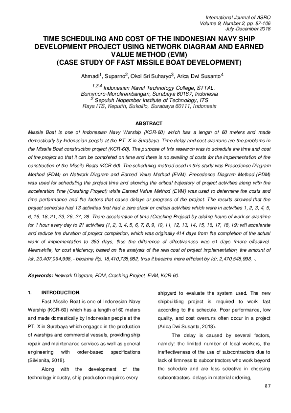(PDF) Time Scheduling and Cost of the Indonesian Navy Ship Development ...