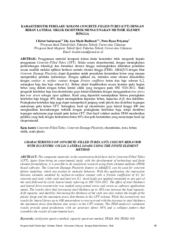 (PDF) Karakteristik Perilaku Kolom Concrete-Filled Tubes (CFT) Dengan ...
