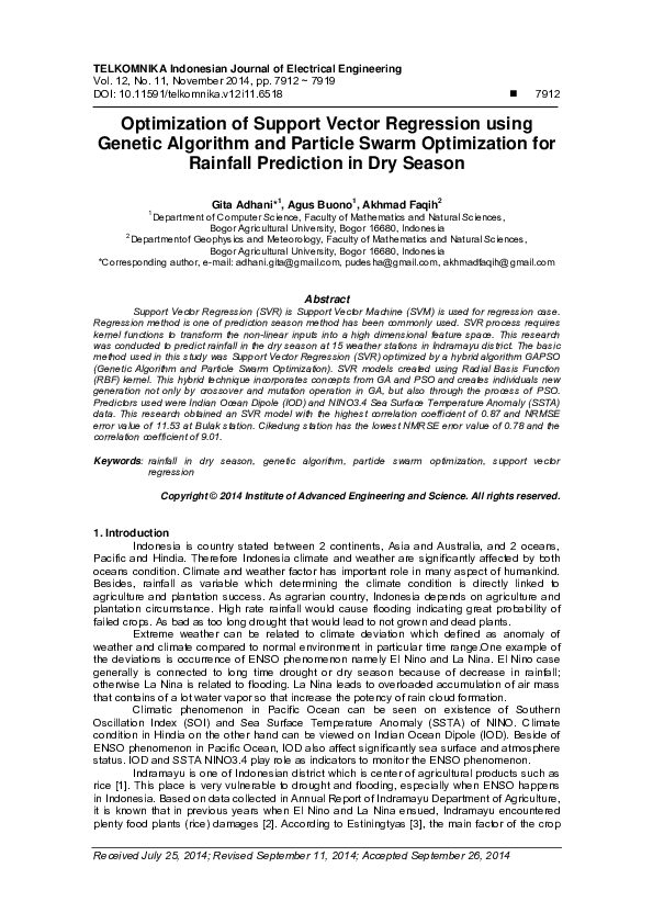 Pdf Optimization Of Support Vector Regression Using Genetic Algorithm 6487