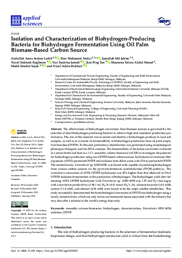 (PDF) Isolation and Characterization of Biohydrogen-Producing Bacteria for Biohydrogen ...