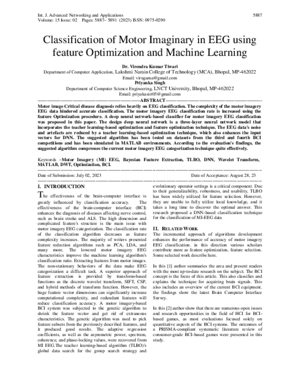 (PDF) Classification of Motor Imaginary in EEG using feature ... (PDF) Classification of Motor Imaginary in EEG using feature ...