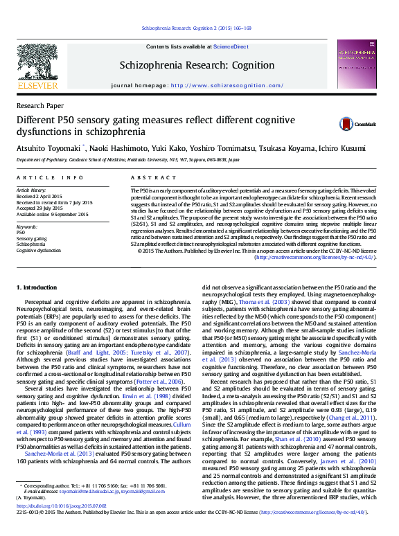 (PDF) Different P50 sensory gating measures reflect different cognitive ...