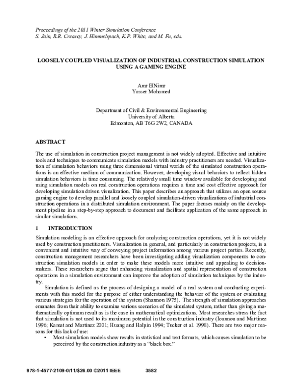 (PDF) Loosely coupled visualization of industrial construction simulation using a gaming engine ...