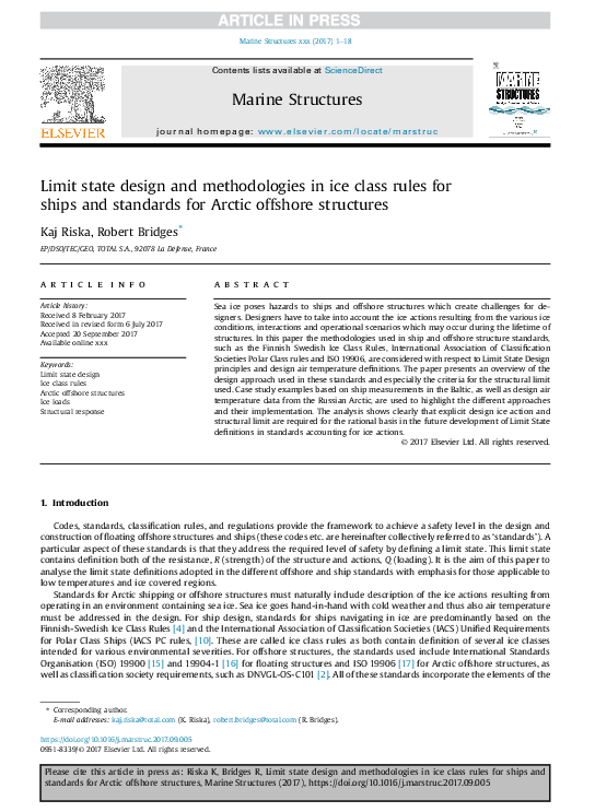 (PDF) Limit state design and methodologies in ice class rules for ships ...