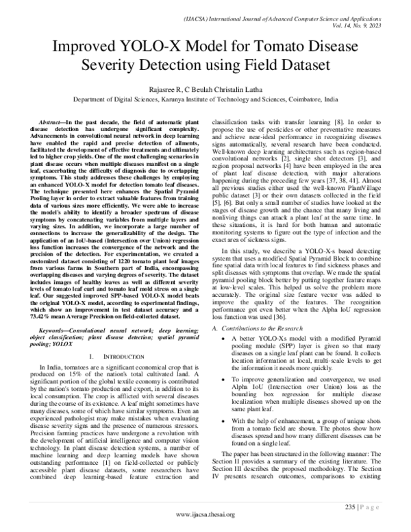 Pdf Improved Yolo X Model For Tomato Disease Severity Detection Using