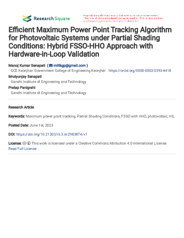 (PDF) Efficient Maximum Power Point Tracking Algorithm for Photovoltaic Systems under Partial ...