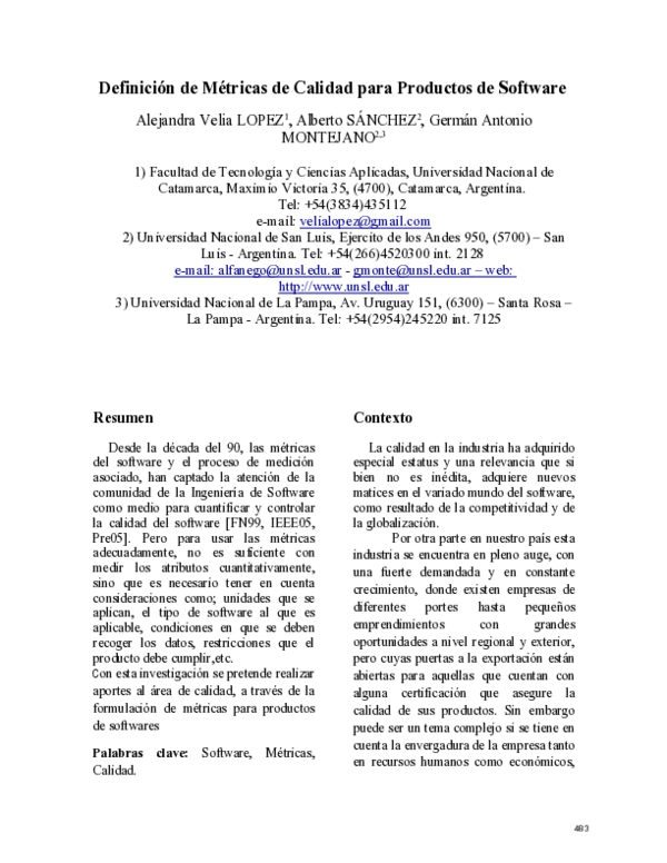 (PDF) Definición de Métricas de Calidad para Productos de Software