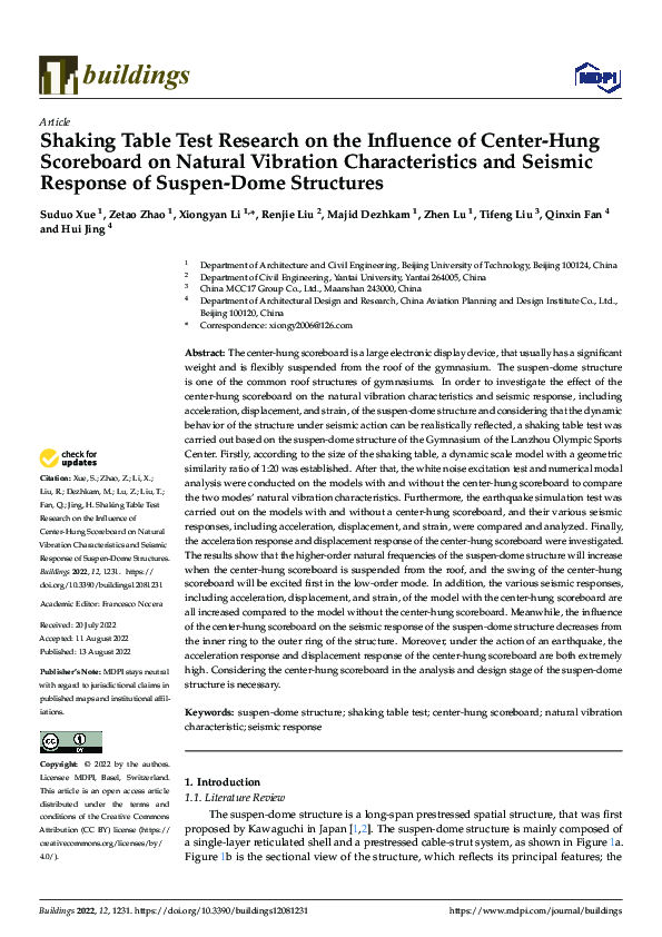 (PDF) Shaking Table Test Research on the Influence of Center-Hung ...