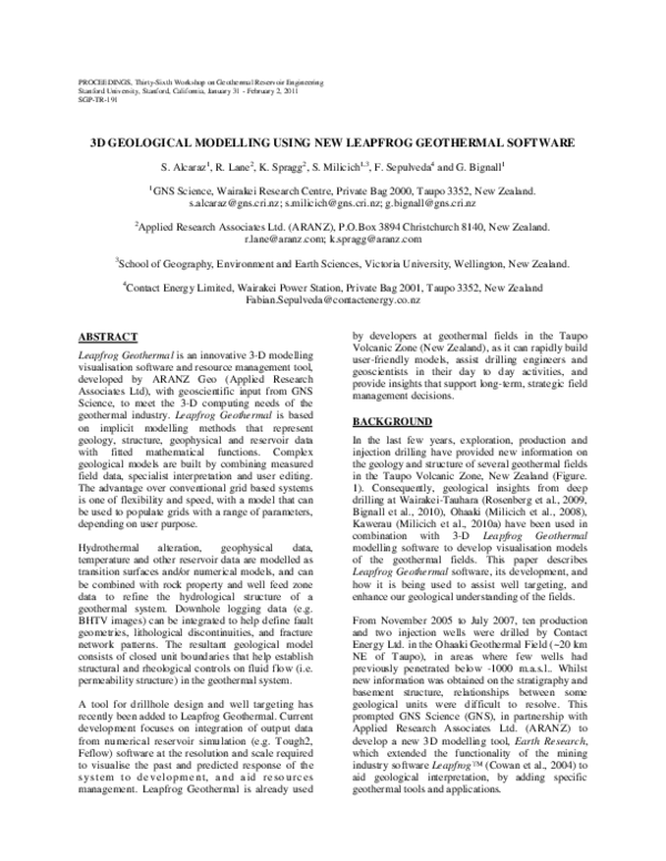 (PDF) Geological Modelling Using New Leapfrog Geothermal Software