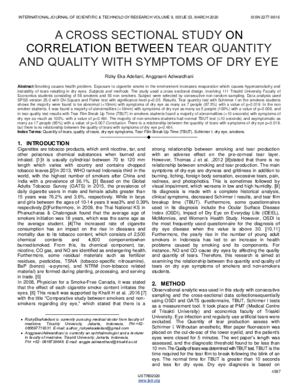 (PDF) A Cross Sectional Study on Correlation Between Tear Quantity and ...