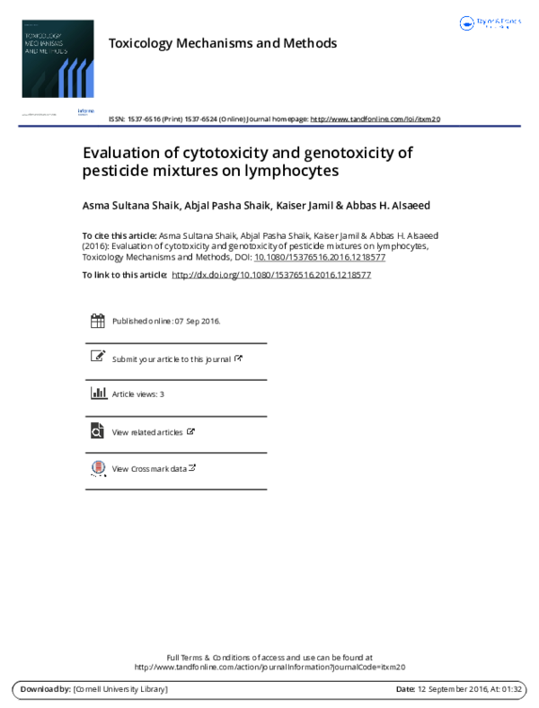(PDF) Evaluation of cytotoxicity and genotoxicity of insecticide ...