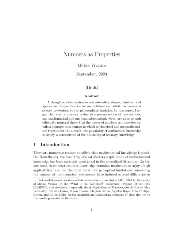 (PDF) Numbers as Properties (Accepted Manuscript)