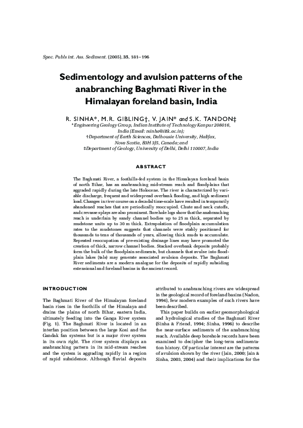(PDF) Sedimentology and Avulsion Patterns of the Anabranching Baghmati ...