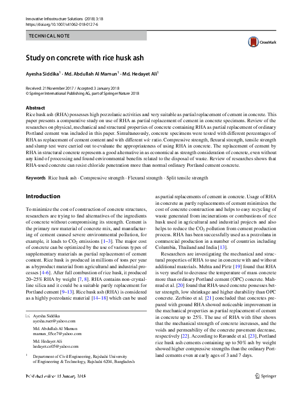 (PDF) Study on concrete with rice husk ash