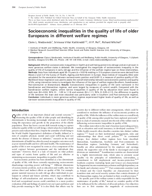 (PDF) Socioeconomic inequalities in the quality of life of older ...
