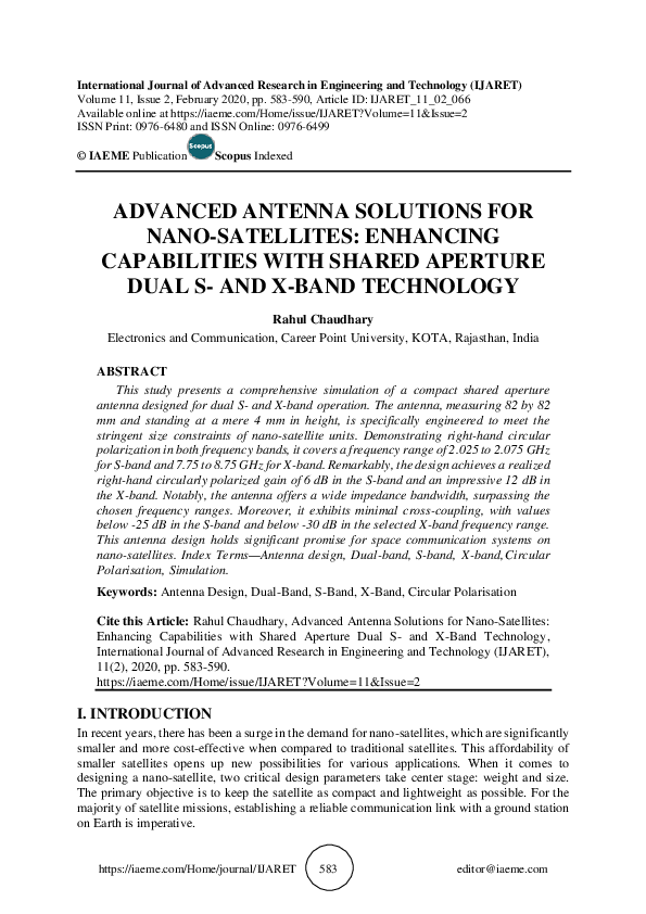 (PDF) ADVANCED ANTENNA SOLUTIONS FOR NANO-SATELLITES: ENHANCING ...