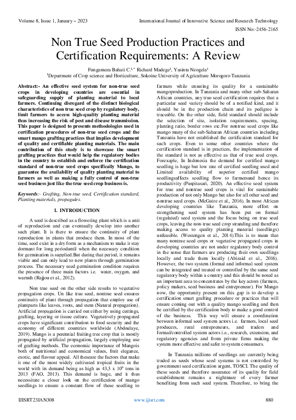 (PDF) Non True Seed Production Practices and Certification Requirements ...