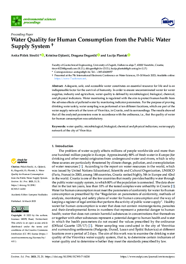 (PDF) Water Quality for Human Consumption from the Public Water Supply ...