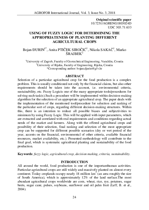 (PDF) Using of Fuzzy Logic for Determining the Appropriateness of Planting Different ...
