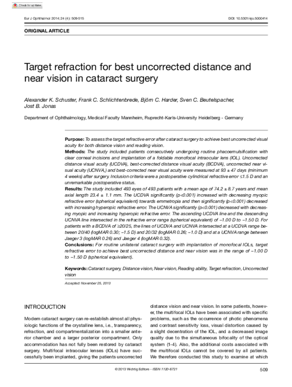 (PDF) Target refraction for best uncorrected distance and near vision ...