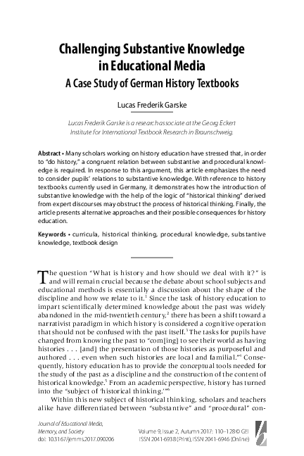 (PDF) Challenging Substantive Knowledge in Educational Media