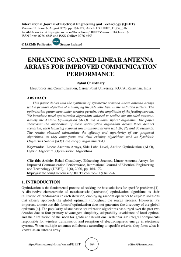 (PDF) ENHANCING SCANNED LINEAR ANTENNA ARRAYS FOR IMPROVED COMMUNICATION PERFORMANCE