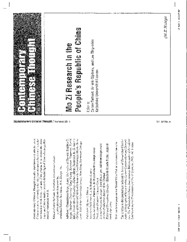 (PDF) Mo Zi Research in the People's Republic of China