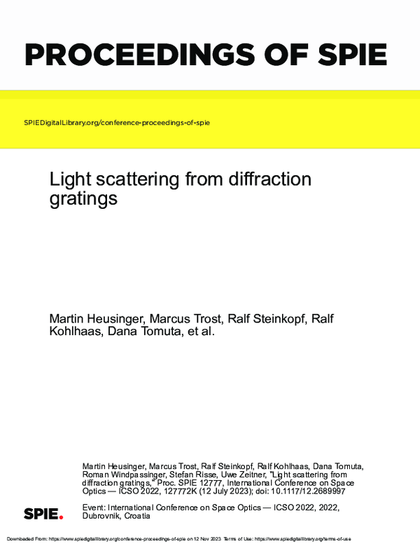 (PDF) Light scattering from diffraction gratings