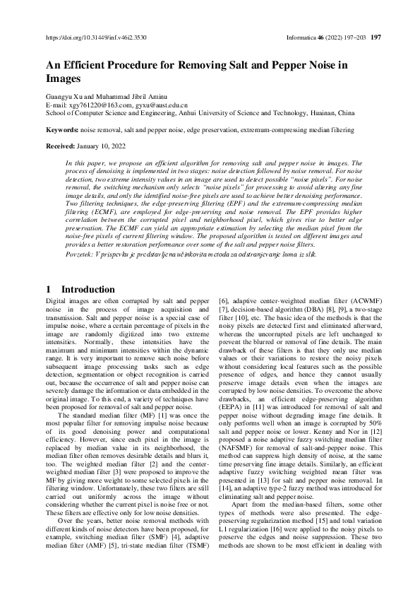 (PDF) An Efficient Procedure for Removing Salt and Pepper Noise in Images | Jibril Aminu ...