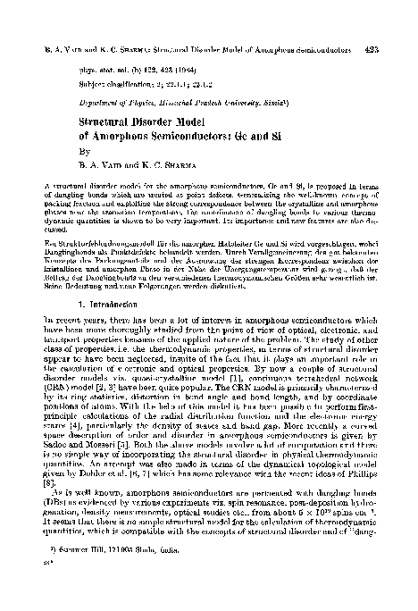 (PDF) Structural Disorder Model of Amorphous Semiconductors ...