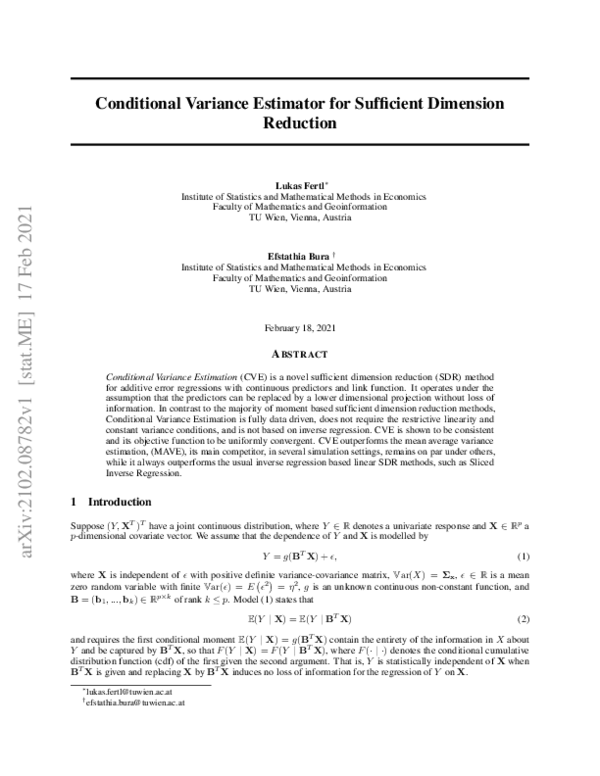 (PDF) Conditional Variance Estimator for Sufficient Dimension Reduction | Efstathia Bura ...