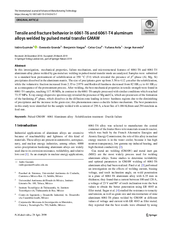 (PDF) Tensile and fracture behavior in 6061-T6 and 6061-T4 aluminum ...