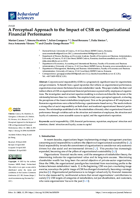 (PDF) A Perceptual Approach to the Impact of CSR on Organizational ...