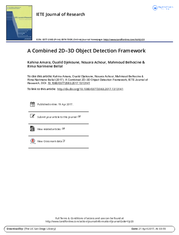 Pdf A Combined 2d 3d Object Detection Framework