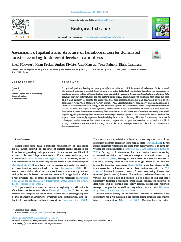 (PDF) Assessment of spatial stand structure of hemiboreal conifer dominated forests according to ...