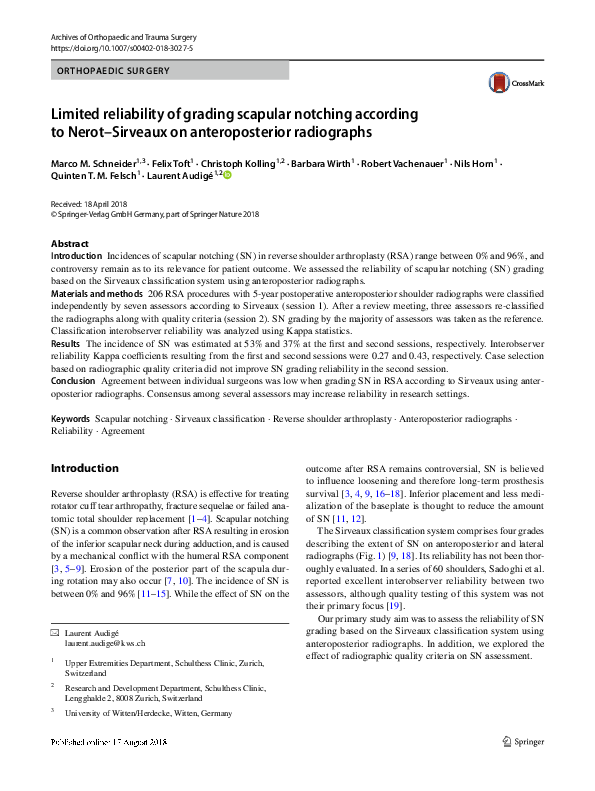(PDF) Limited reliability of grading scapular notching according to ...