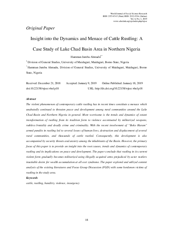 (PDF) Insight into the Dynamics and Menace of Cattle Rustling: A Case ...