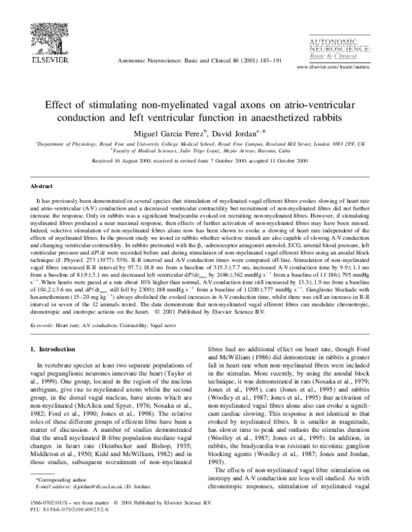 (PDF) Effect of stimulating non-myelinated vagal axons on atrio ...