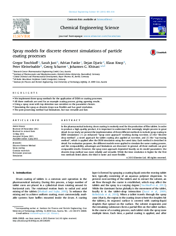 (PDF) Spray models for discrete element simulations of particle coating processes
