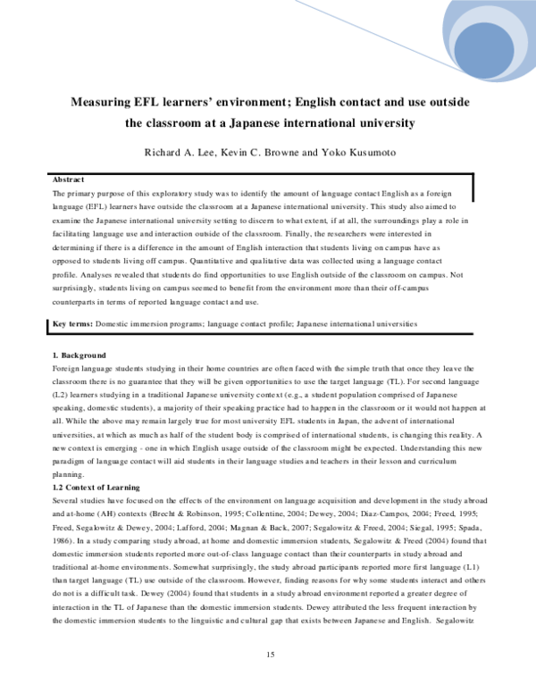 (PDF) Measuring EFL learners' environment: English contact and use ...