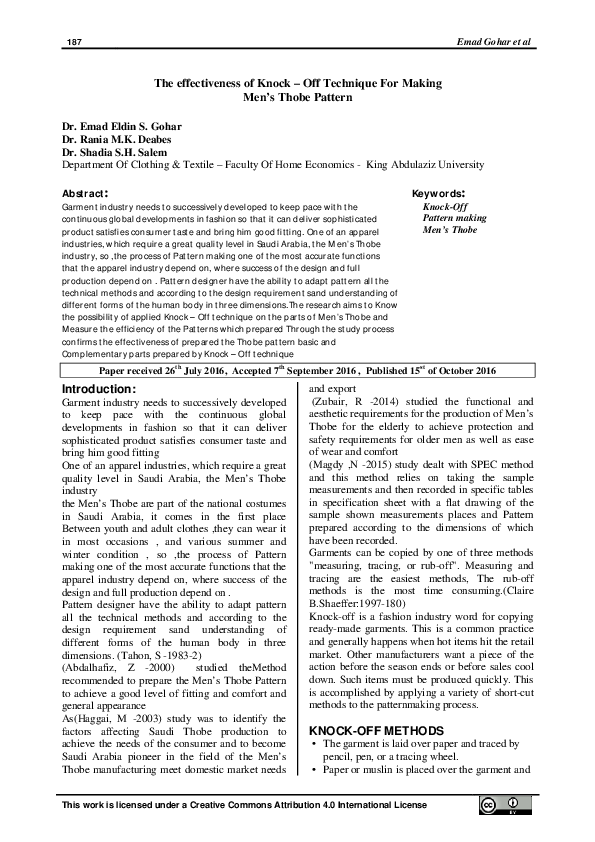(PDF) The effectiveness of Knock – Off Technique For Making Men’s Thobe ...