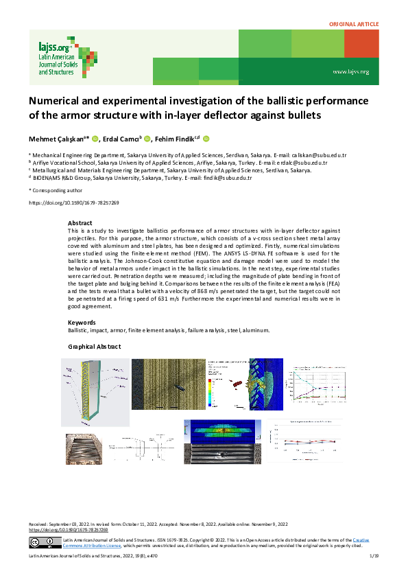 (PDF) Numerical and experimental investigation of the ballistic ...