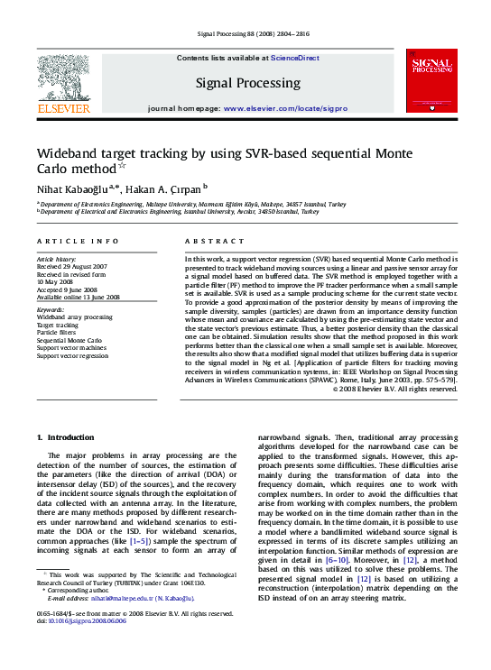 (PDF) Wideband target tracking by using SVR-based sequential Monte Carlo method
