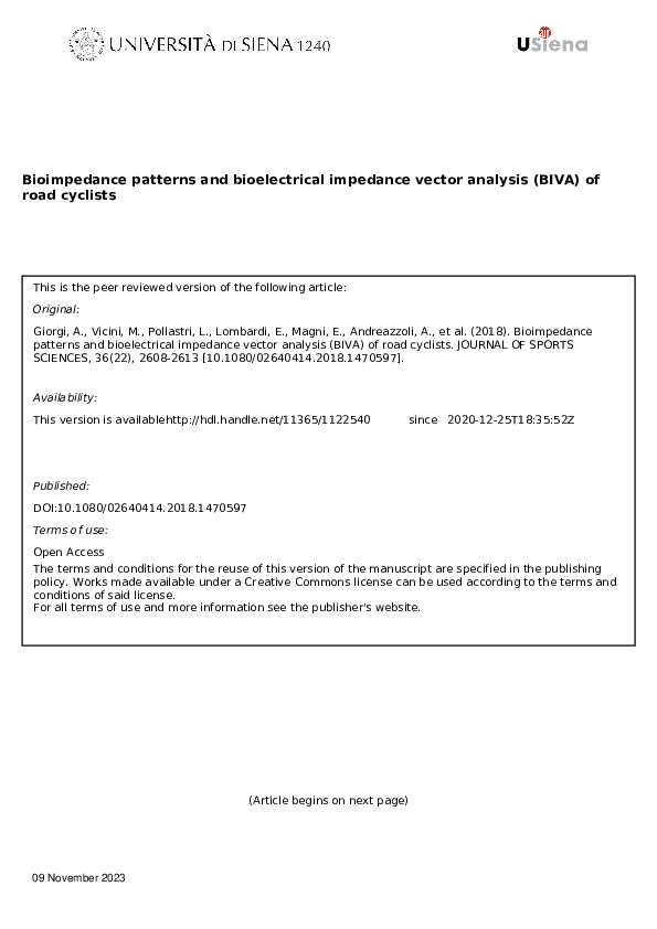(PDF) Bioimpedance patterns and bioelectrical impedance vector analysis ...
