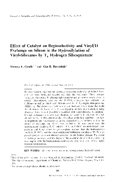 (PDF) Effect of catalyst on regioselectivity and vinyl/H exchange on ...