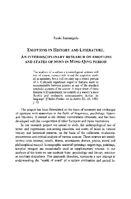 (PDF) Emotions in History and Literature. An Interdisciplinary Research ...