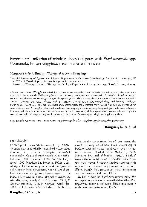 (PDF) Experimental infection of reindeer, sheep and goats with ...