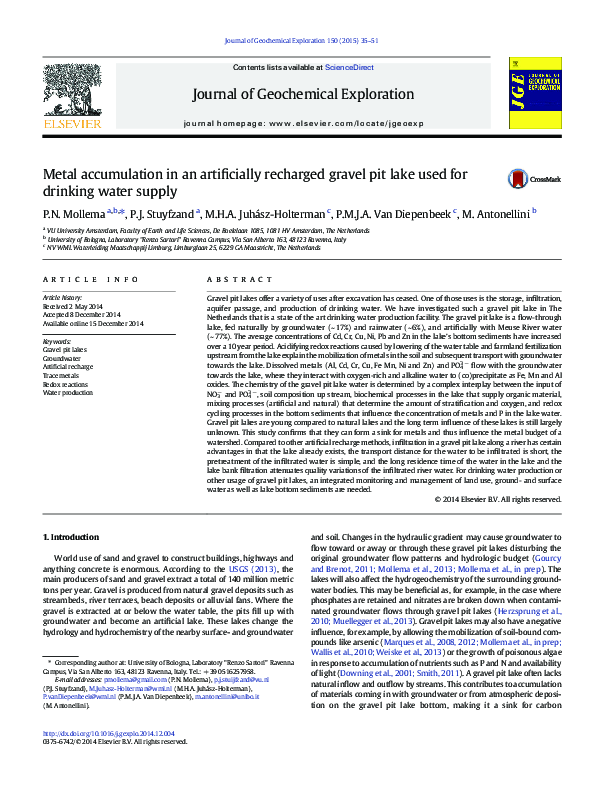 (PDF) Metal accumulation in an artificially recharged gravel pit lake ...
